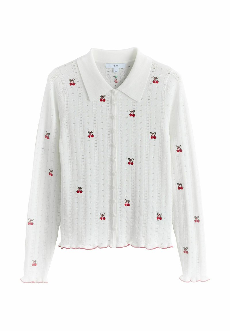 Next REGULAR FIT - LONG SLEEVE - Kofta - white cherry embroidered/vit ...