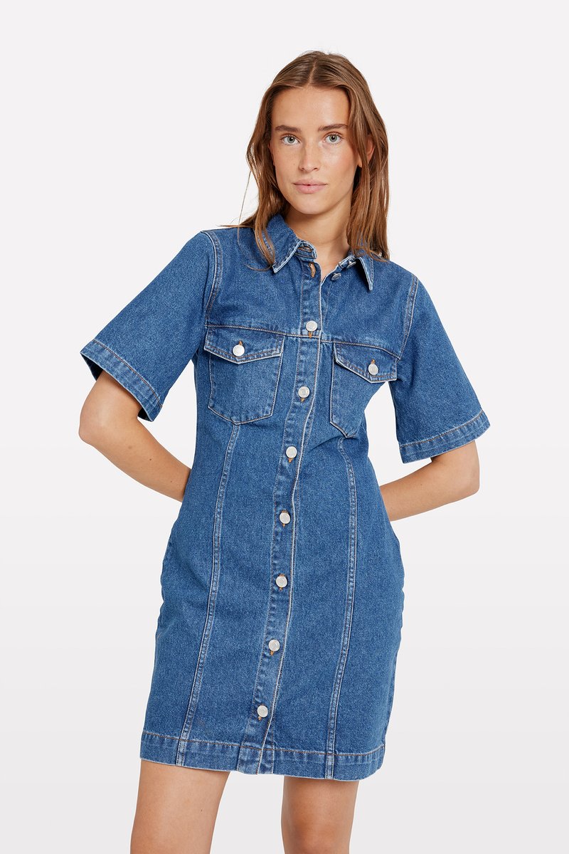 Envii ENACE DRESS - Denim dress - worn dark blue/used denim - Zalando.ie