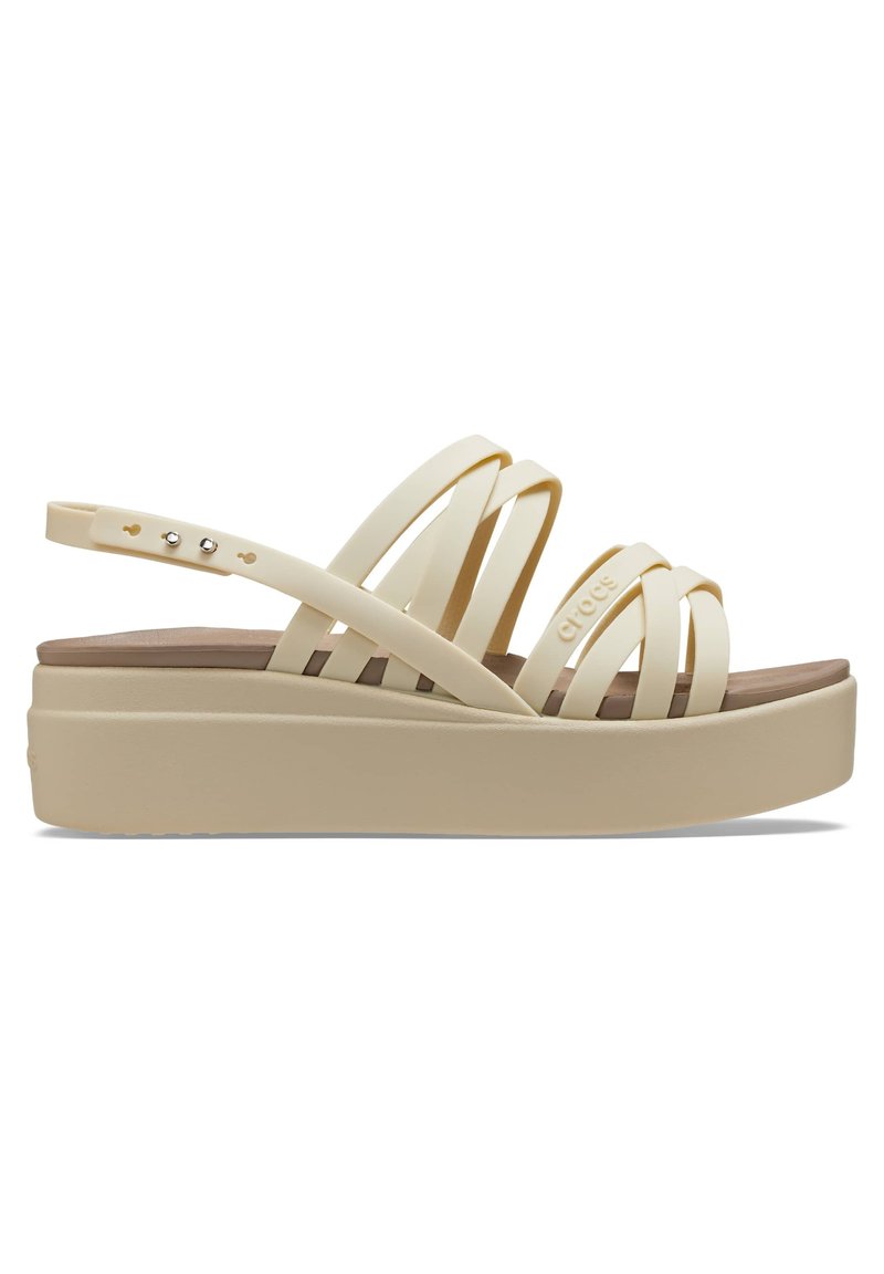 Crocs BROOKLYN STRAPPY - Platform sandals - bone/mottled light grey ...