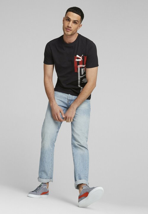 Puma T7 ICONIC - T-Shirt basic - black royal sapphire/schwarz - Zalando.ch