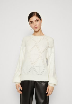 VILA VIOA O NECK - Strickpullover - white alyssum/weiß - Zalando.de