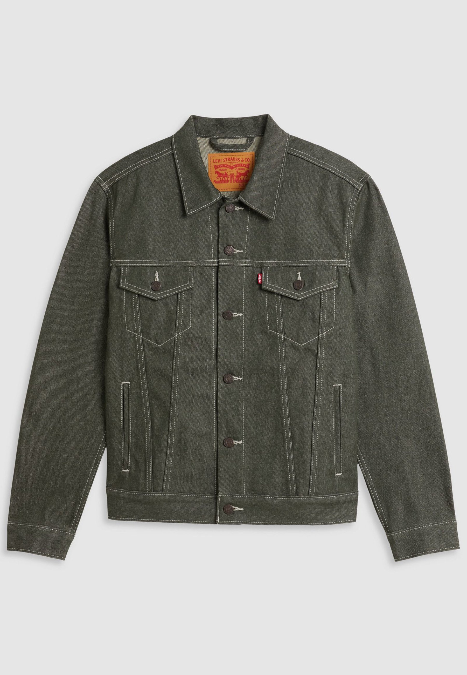 Levi s THE TRUCKER JACKET Denim jacket green rigid trucker olive Zalando