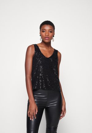 QS by s.Oliver GLITZER-MIT ASYMMETRISCHEM AUSSCHNITT - Top - schwarz ...