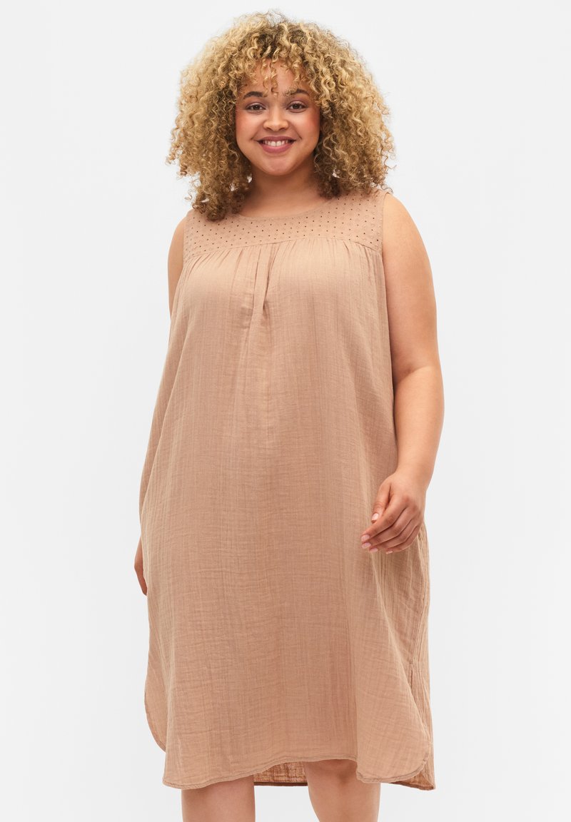 Zizzi SLEEVELESS - Day dress - natural/beige - Zalando.ie