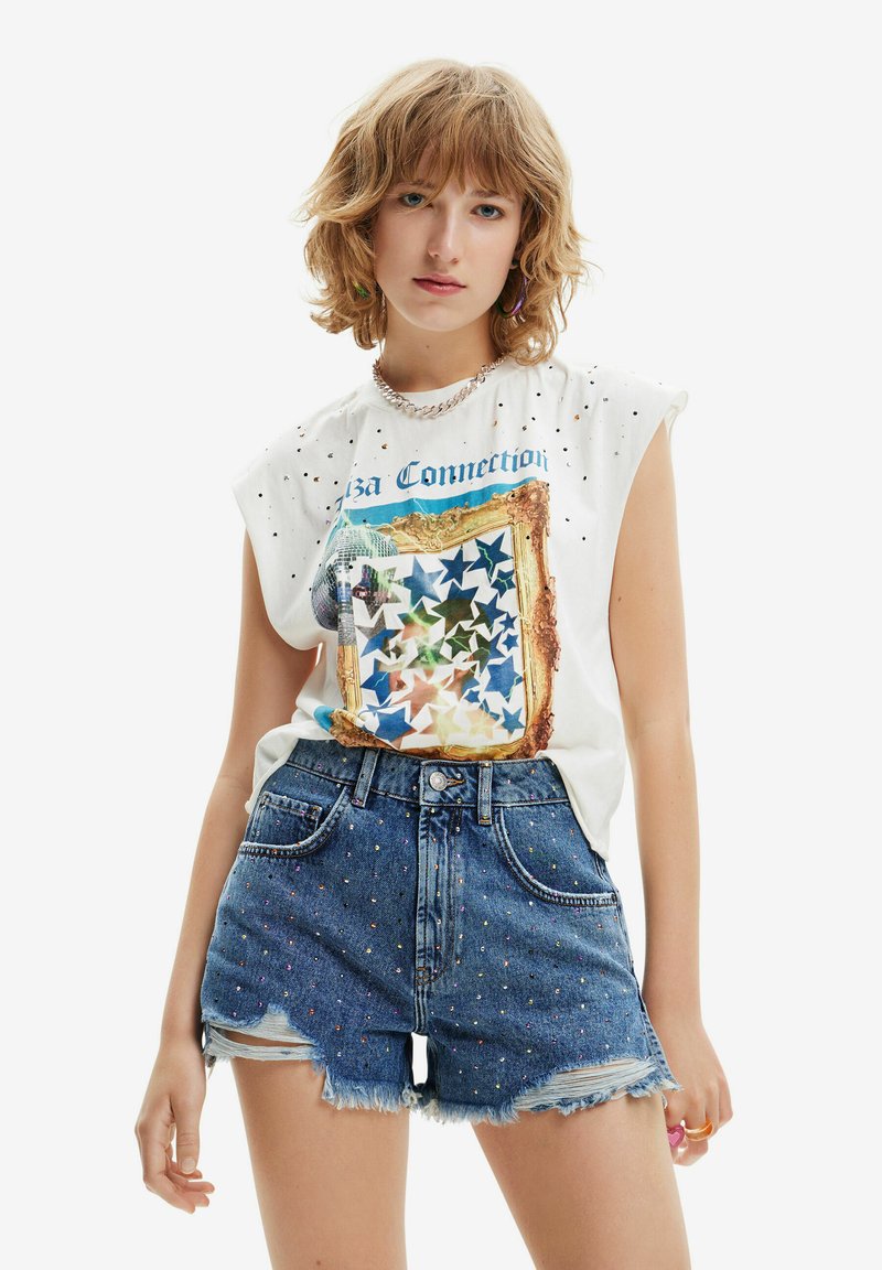 Desigual STUDDED DISCO - T-shirts print - white/hvid - Zalando.dk
