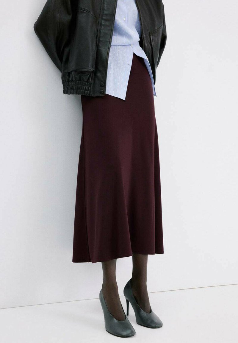 Mango Pleated skirt - bordeaux - Zalando