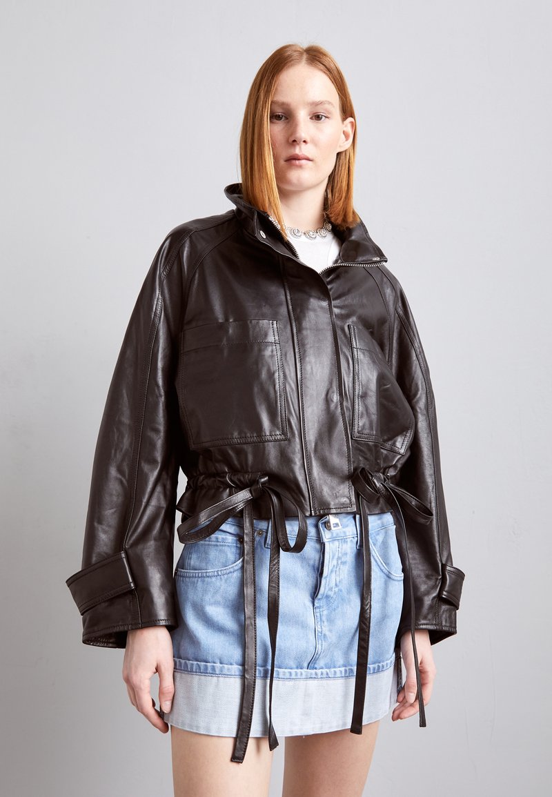 Dondup GIUBBINO - Leather jacket - black - Zalando