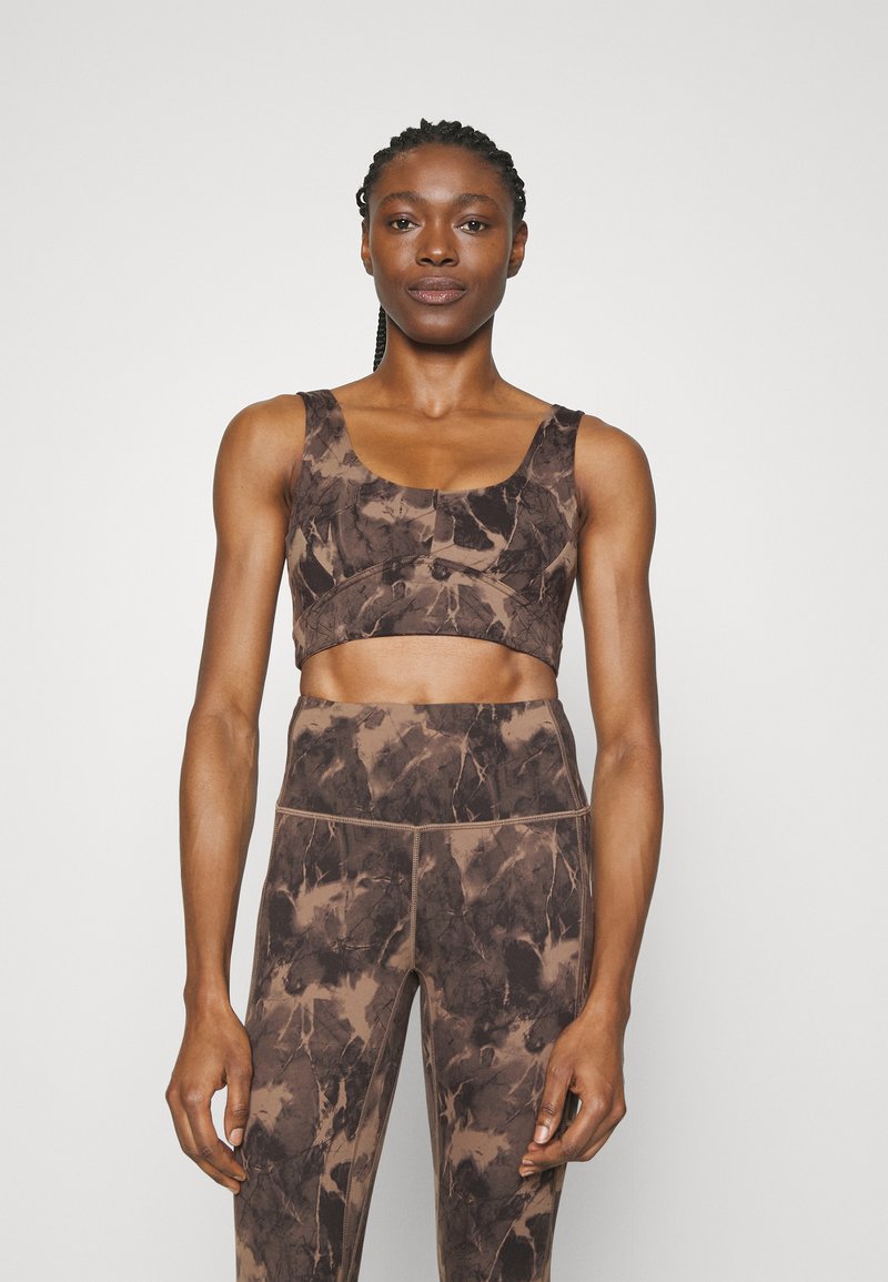 Varley LETS GO ELSIE BRA - Medium support sports bra - havana marble ...