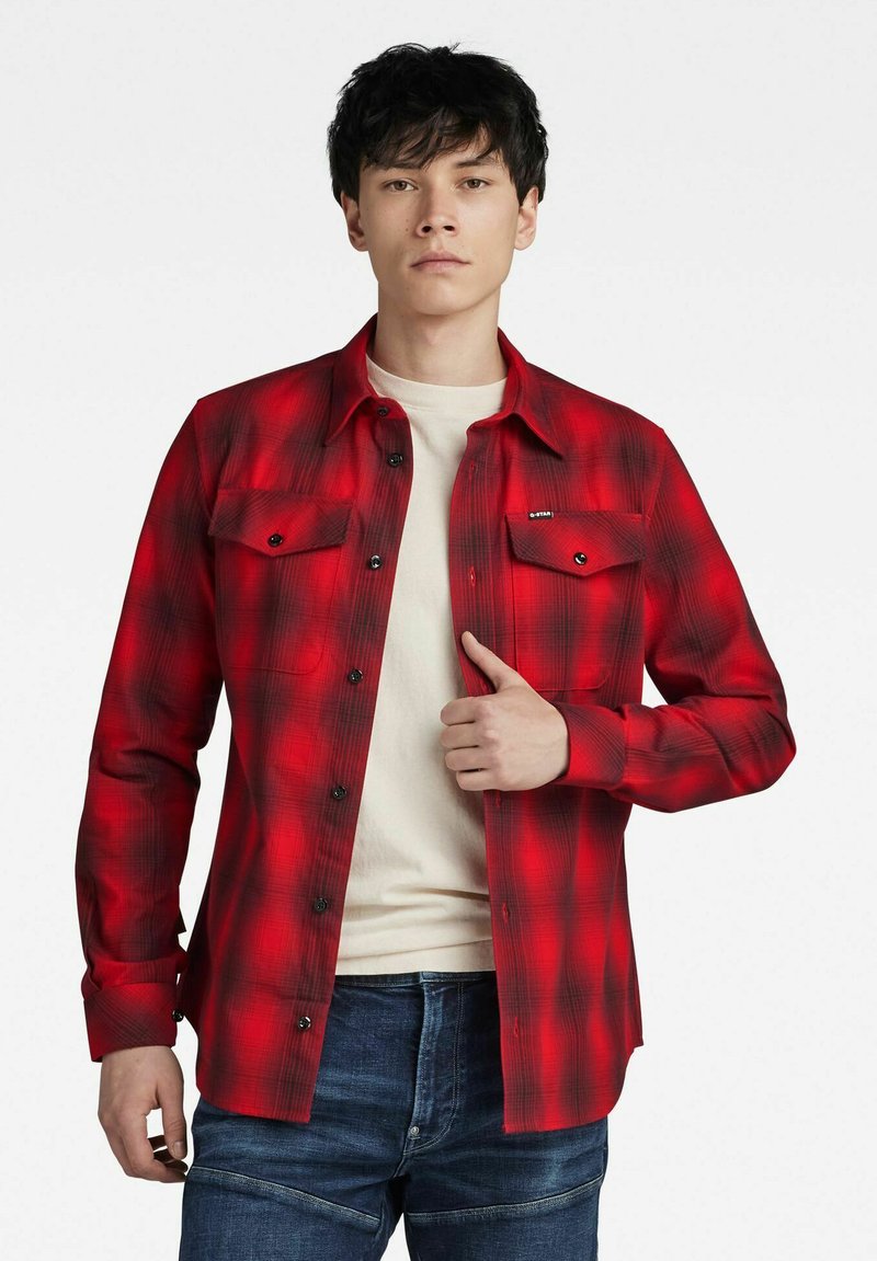 G-Star MARINE - Chemise - dk flame vanderbilt check/rouge foncé ...