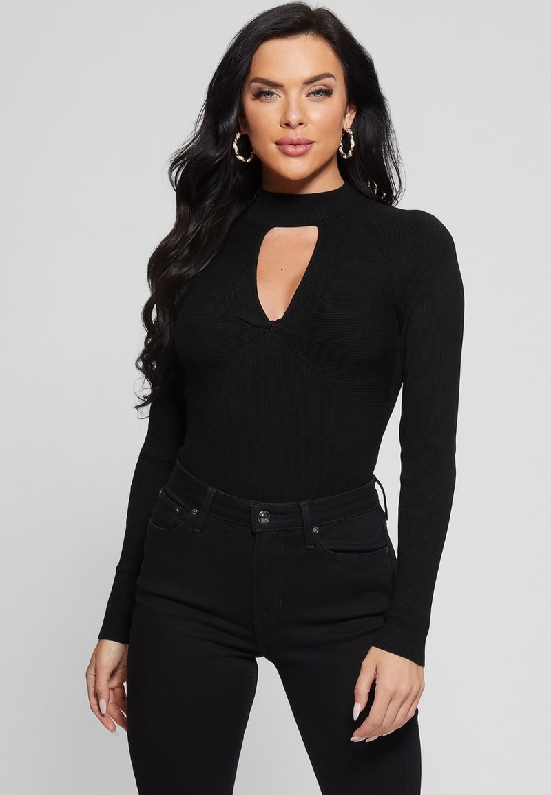 Guess MIT CUT OUT - Stickad tröja - schwarz/svart - Zalando.se