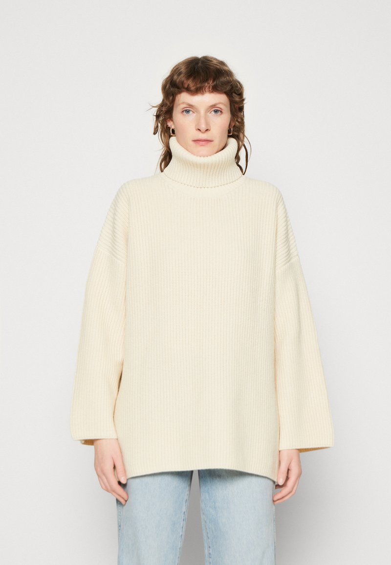 Selected Femme SLFMARY LONG ROLL NECK - Pullover - birch/écru - ZALANDO