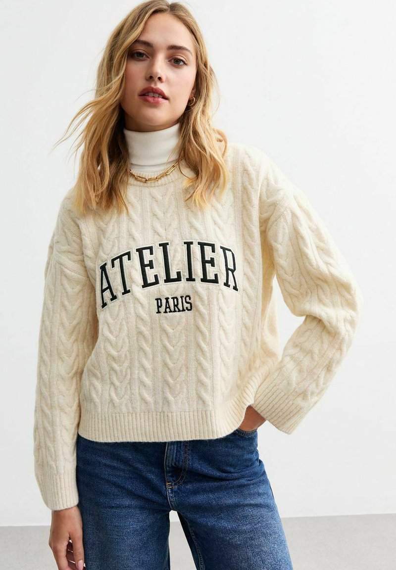 New Look ATELIER SLOGAN - Strickpullover - off white/offwhite - Zalando.de