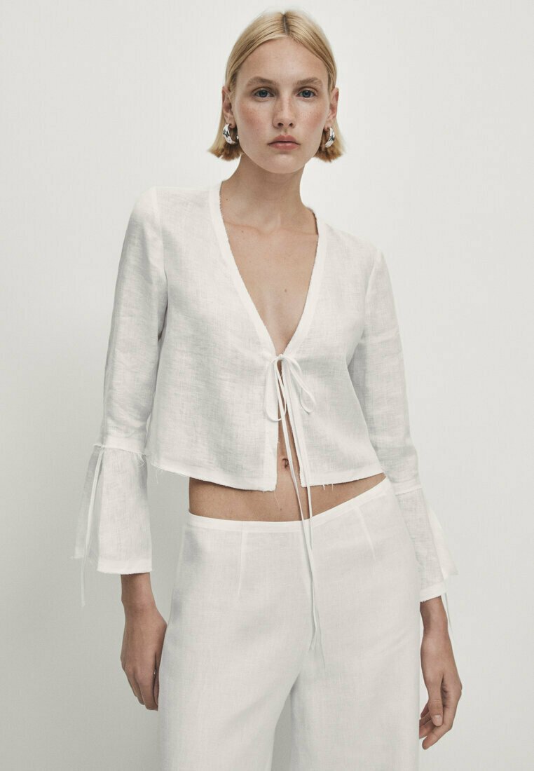 Massimo Dutti WITH TIED - Blouse - white - Zalando