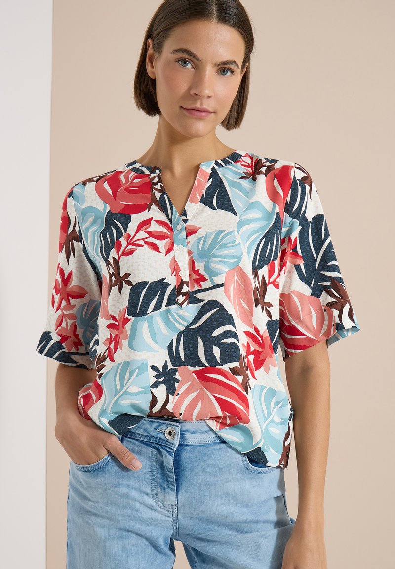 Cecil KURZARM BLUSE MIT SPLIT NECK - Blouse - light alabaster white ...