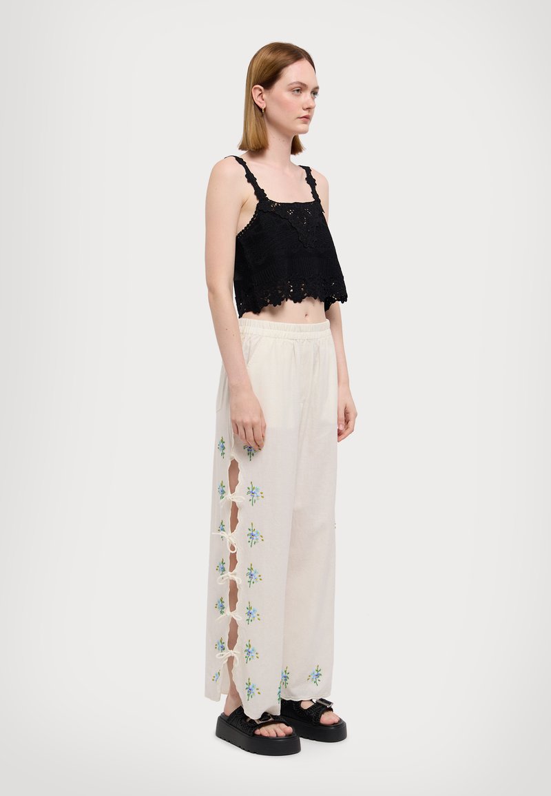 Sea TANIA BEADED PANTS WITH SIDE TIES - Trousers - white - Zalando.ie