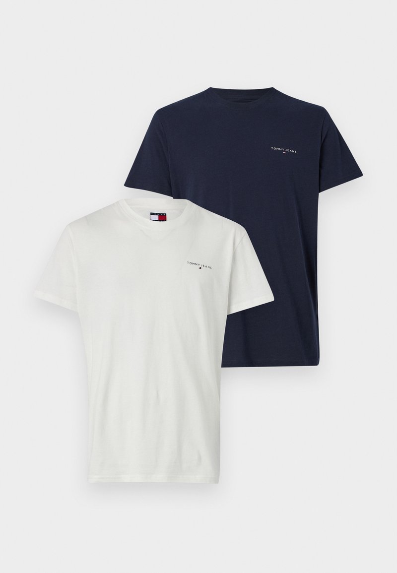 Tommy Jeans LINEAR CHEST TEE 2 PACK - Basic T-shirt - dark blue/white ...