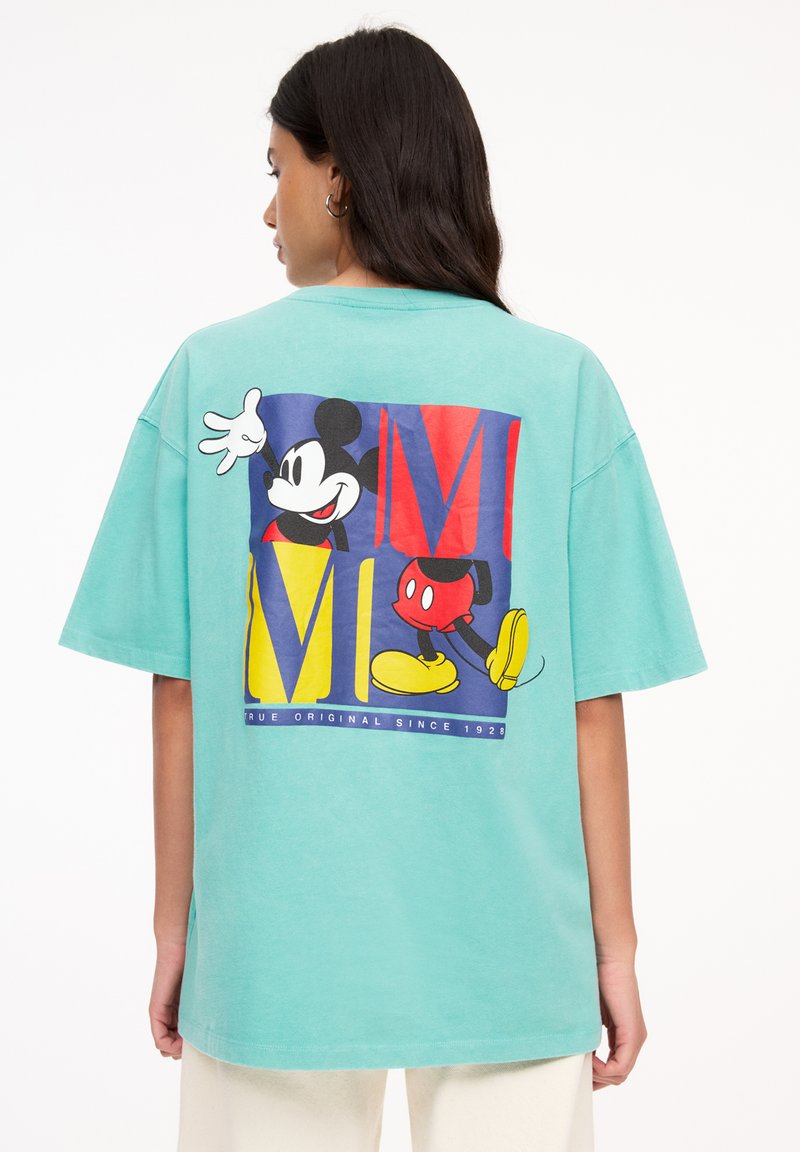 PULL&BEAR MICKEY - T-Shirt print - turquoise/türkis - Zalando.ch