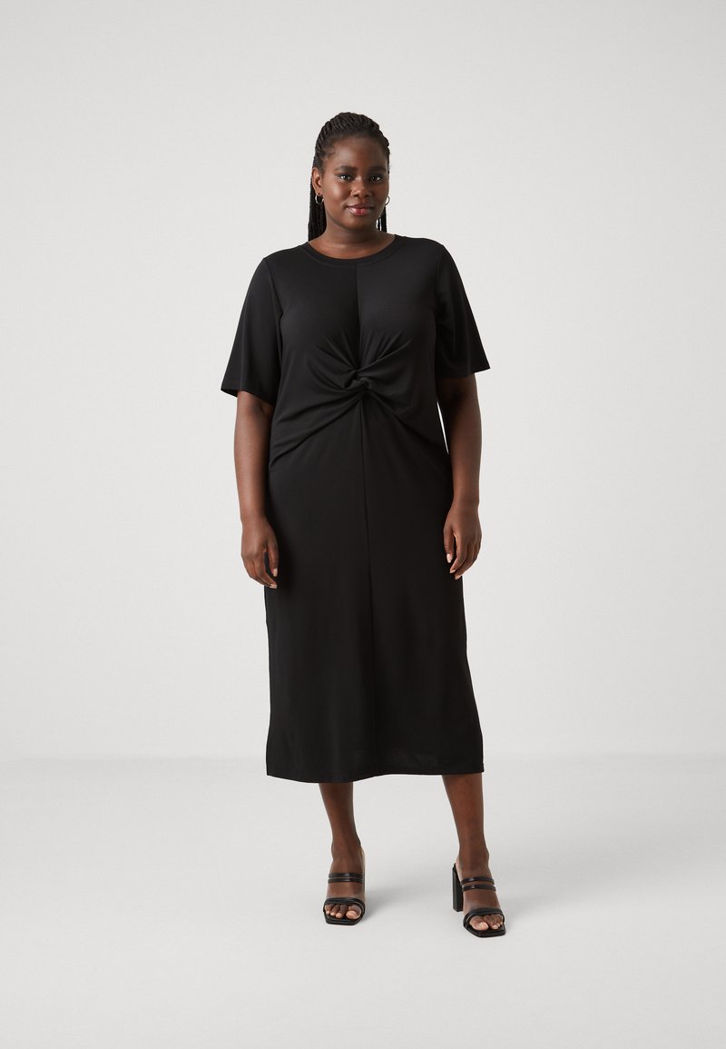 Vero Moda Curve VMCRAQUEL CALF DRESS - Jersey dress - black - Zalando.ie