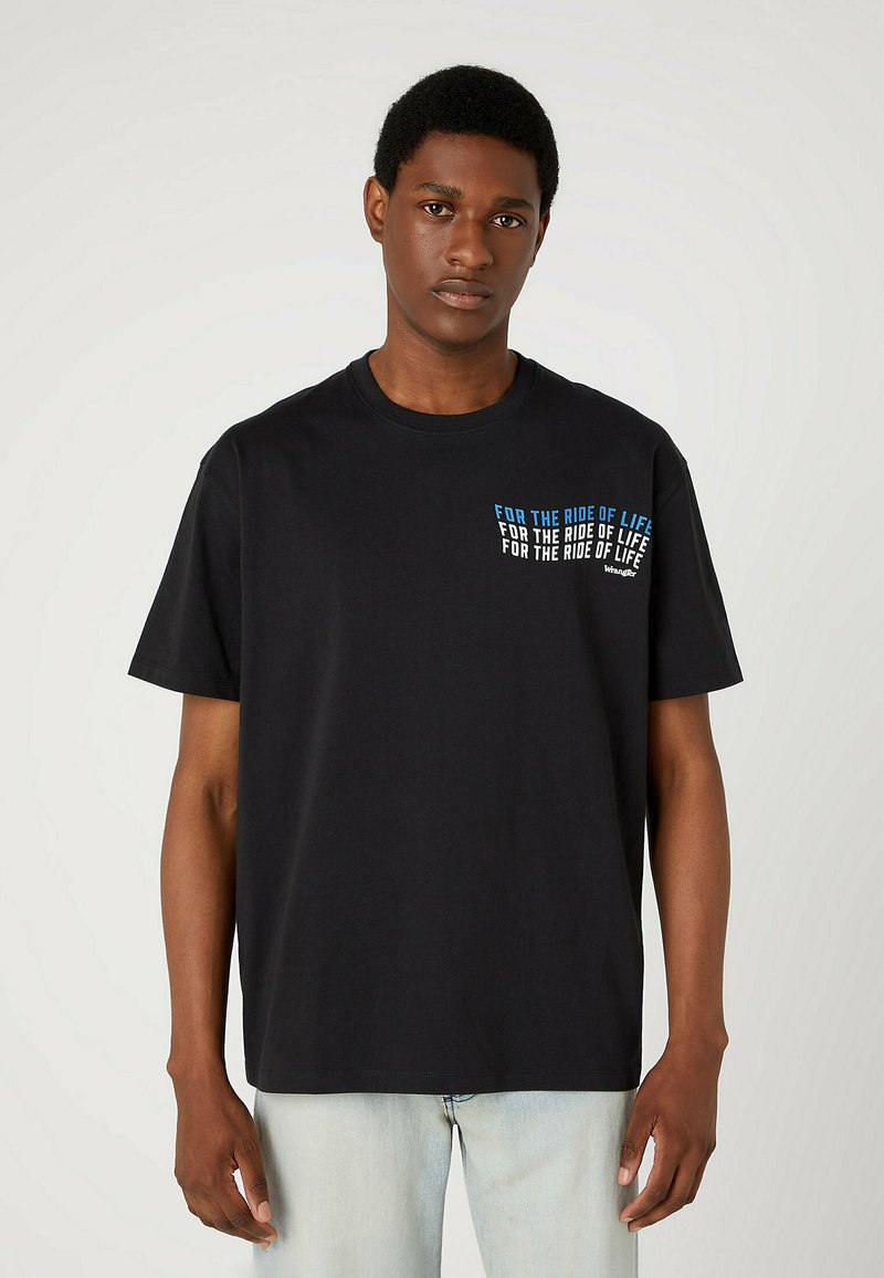 Wrangler SLOGAN TEE - T-Shirt print - washed black/schwarz meliert ...