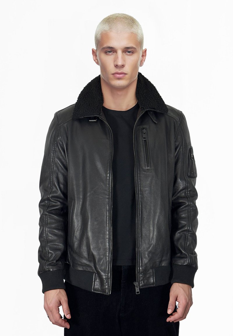 Trueprodigy Leather jacket - schwarz/black - Zalando.ie