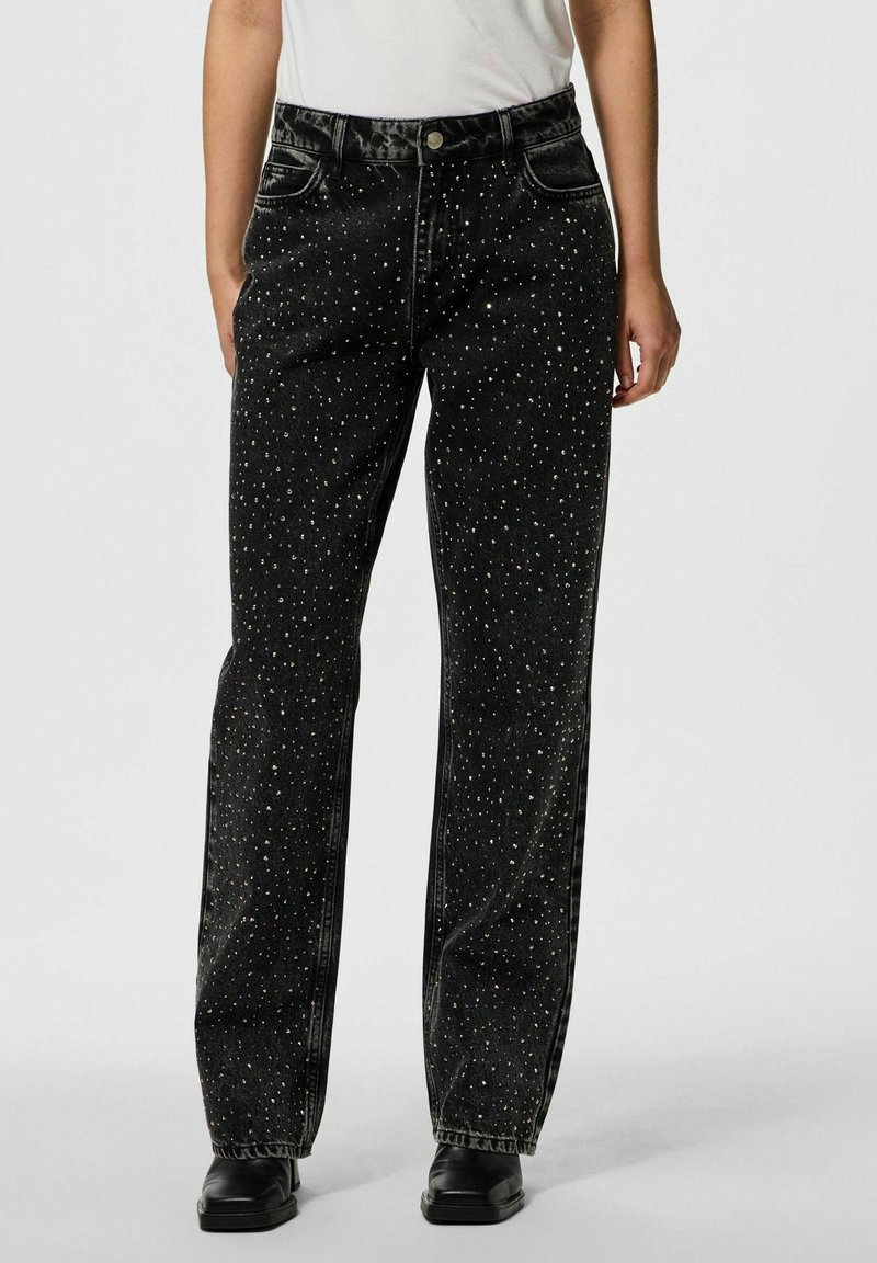 Pieces Jeans Straight Leg - black denim - Zalando.de