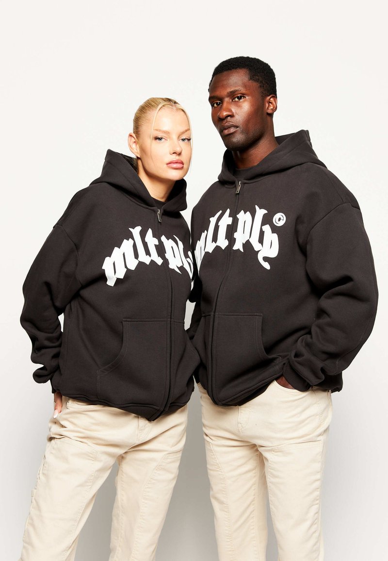 Multiply Apparel LONDON - Sweatjacke - black soda washed/anthrazit ...