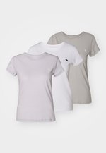 Abercrombie & Fitch ICON CREW 3 PACK - T-Shirt basic - white/grey/lilac/weiß - Zalando.ch