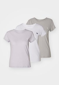 Abercrombie & Fitch ICON CREW 3 PACK - T-Shirt basic - white/grey/lilac/weiß - Zalando.ch