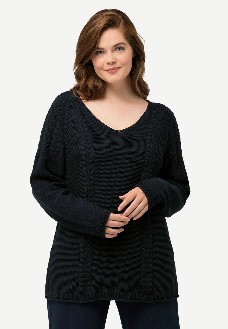Ulla Popken Strickpullover - black/schwarz - Zalando.de