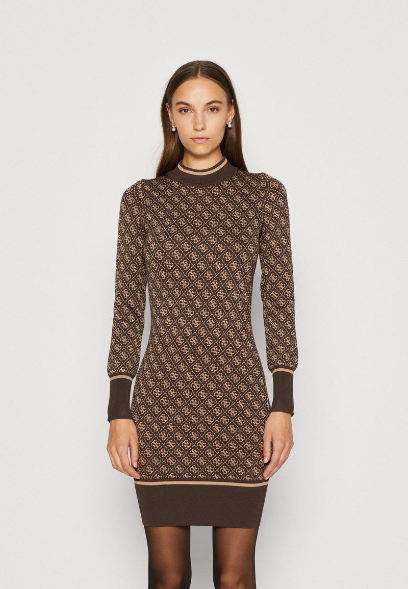 Guess LS LISE 4G LOGO - Rochie tip creion - coffee and sand comb/maro ...