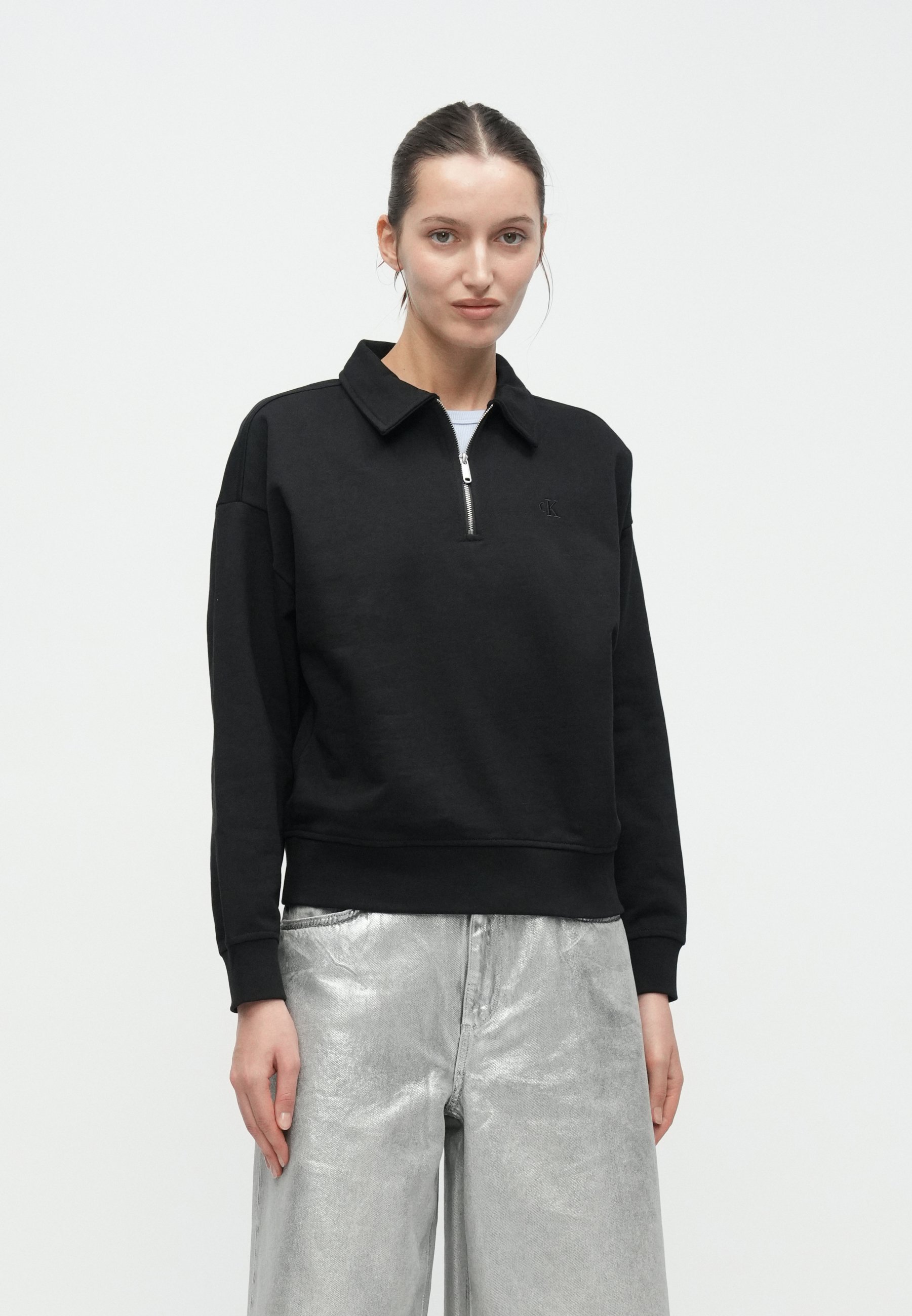 Calvin Klein Jeans ARCHIVE TERRY ZIP - Sweatshirt - black/schwarz ...