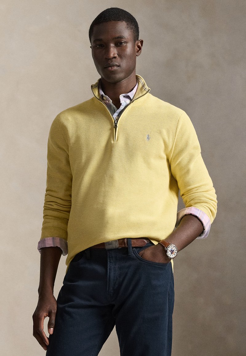 Polo Ralph Lauren MESH KNIT COTTON QUARTER-ZIP SWEATER - Jumper - soft ...