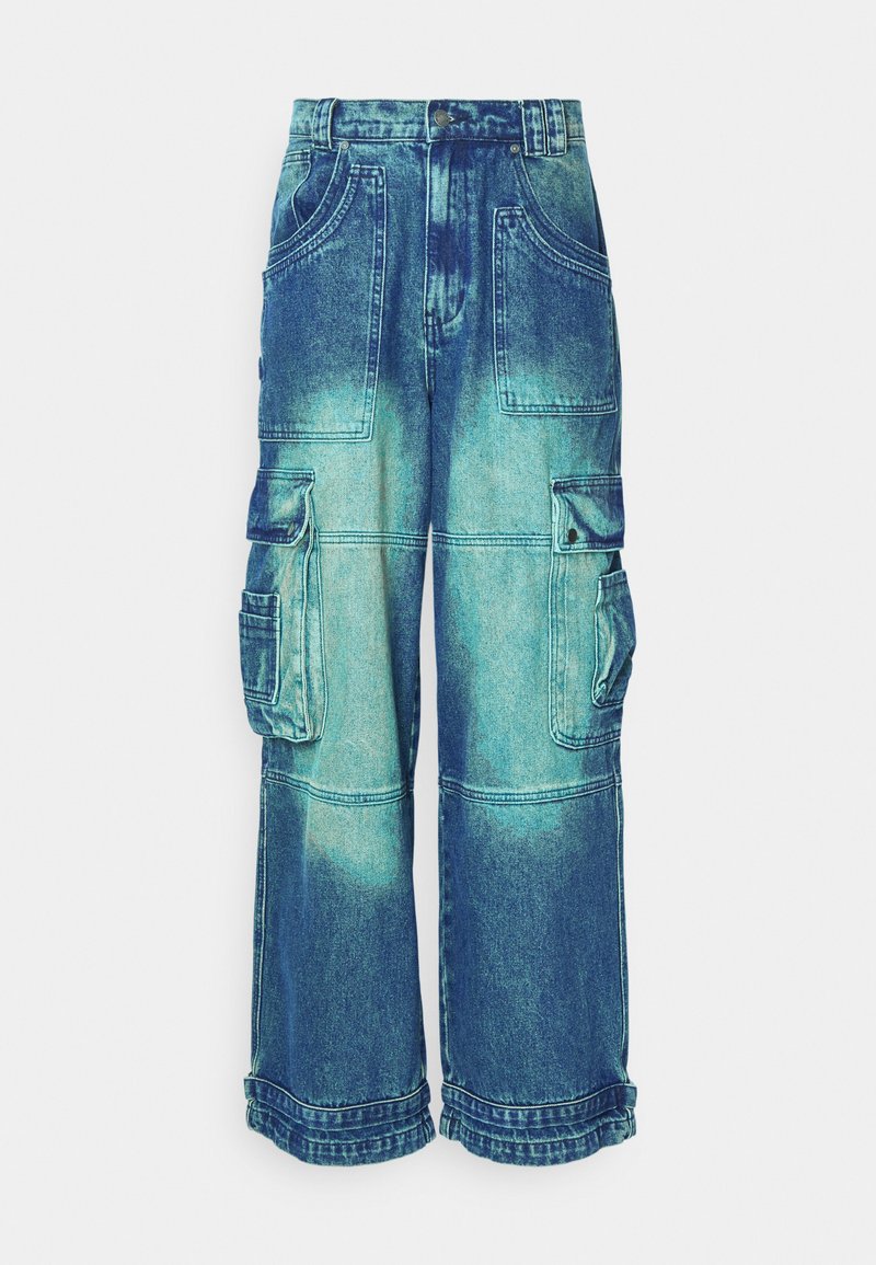 Jaded London SANDBLAST MONSTER CARGO - Jean baggy - mid wash/denim bleu ...