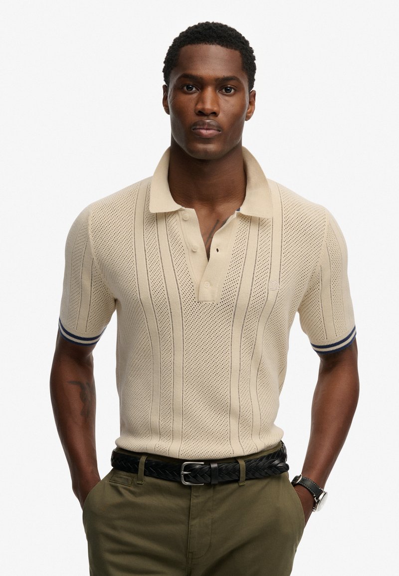 Superdry & Co TEXTURE SHORT SLEEVE - Polo - oatmeal beige/beige ...