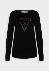 Guess LS RN DIANE TRIANGLE LOGO SWTR - Strickpullover - jet black ...