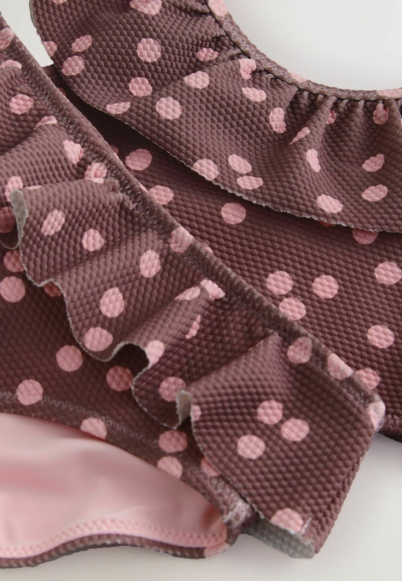 Next SET - Bikini - chocolate brown and pink polka dot/braun - Zalando