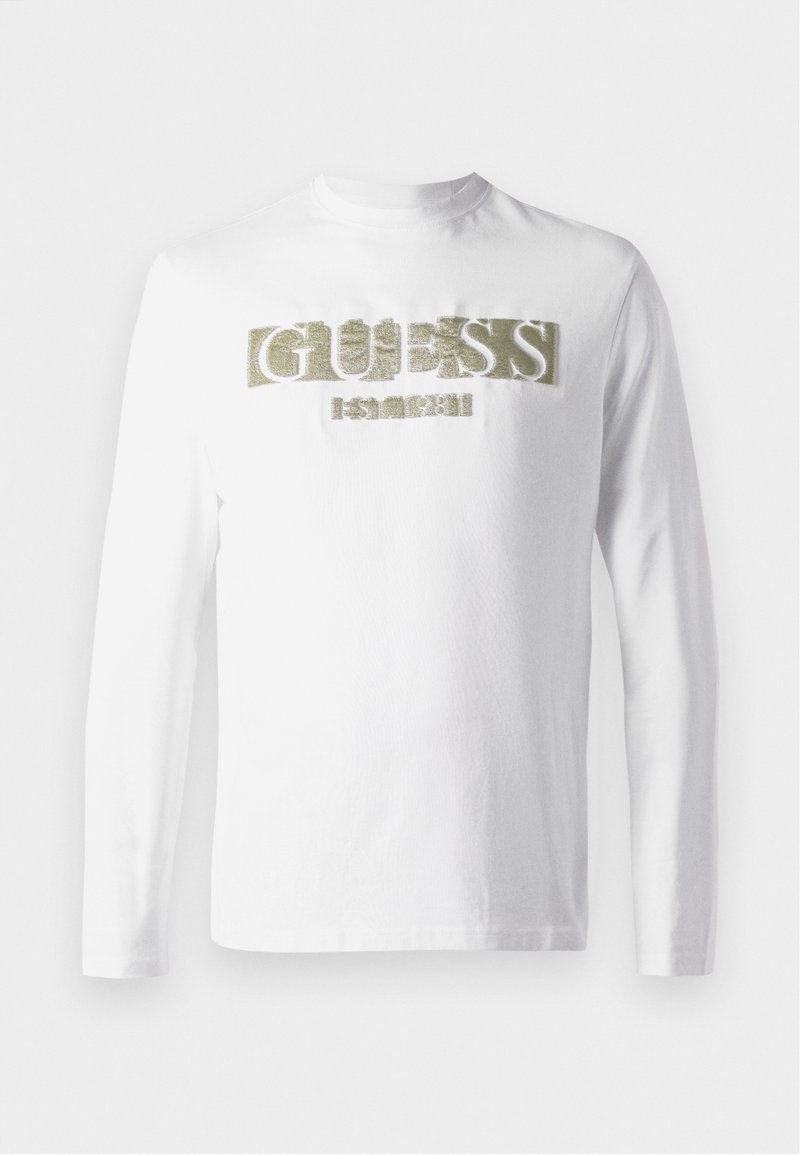 Guess LOGO FLOCK TEE - Långärmad tröja - pure white/vit - Zalando.se