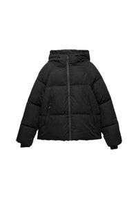 PULL&BEAR HOODED PUFFER - Winterjacke - black/schwarz - Zalando