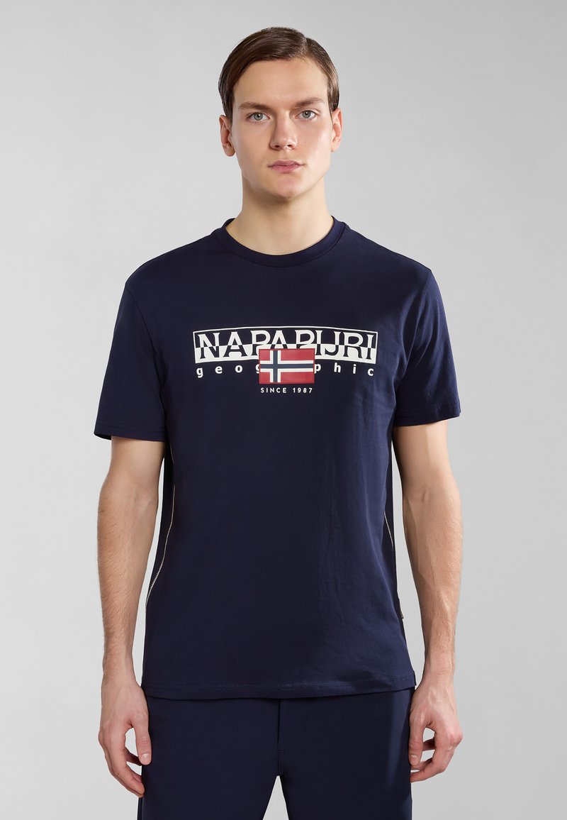 Napapijri T-shirts med print - blu marine/mørkeblå - Zalando.no