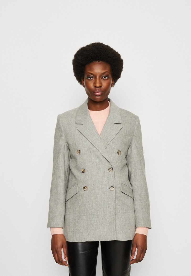 La Strada Unica PENNY PIN STRIPED - Short coat - medium grey melange ...