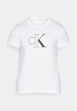 Calvin Klein Jeans Plus PLUS OUTLINE MONOLOGO TEE - T-shirt imprimé - bright white/blanc ...