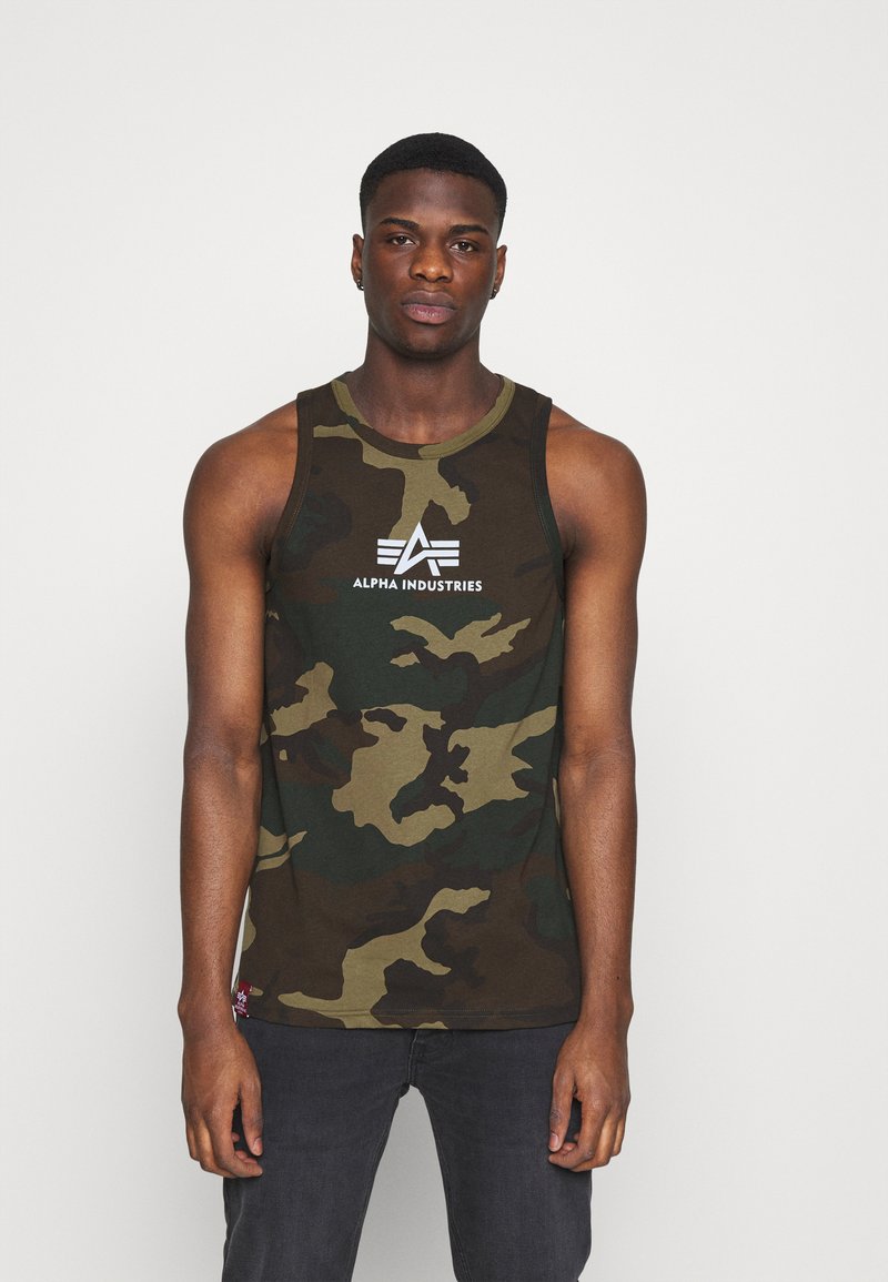 Alpha Industries BASIC TANK - Top - mottled green/oliv-meliert - Zalando.at