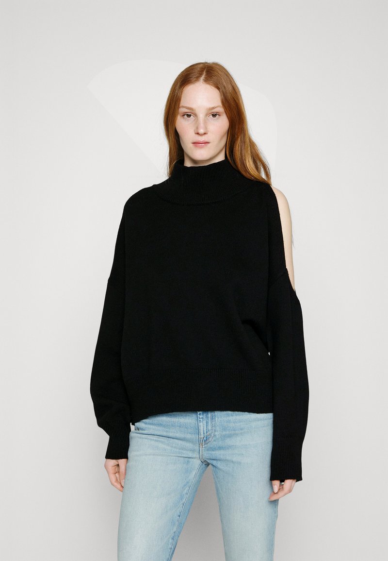 True Religion CUT OUT SWEATER - Strikkegenser - black/svart - Zalando.no