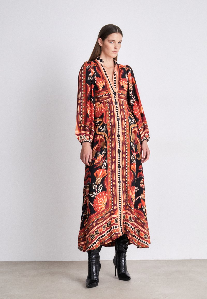 Farm Rio SCARF LONG SLEEVE DRESS - Maxikjole - nature beauty red ...
