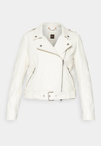 BOSS SAMELI - Leather jacket - open white/white - Zalando.ie