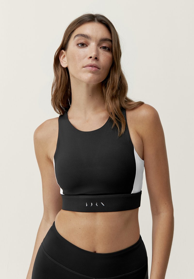 Born Living Yoga LATIKA - Light support sports bra - black white/black ...