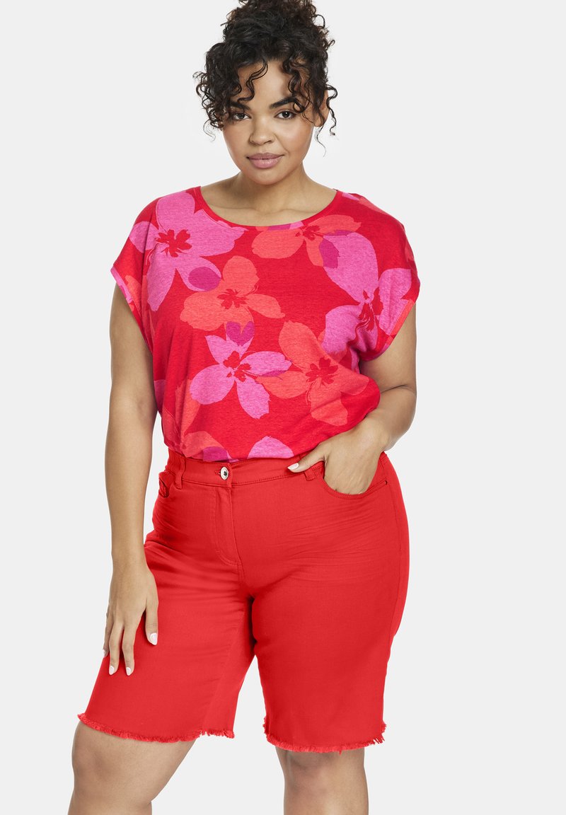 Samoon BERMUDA BETTY - Jeans Shorts - power red/rot - Zalando.de