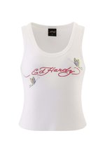Ed Hardy PARTY RHINESTONE CROPPED - Top - white - Zalando.ie