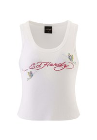 Ed Hardy PARTY RHINESTONE CROPPED - Top - white/hvid - Zalando.dk