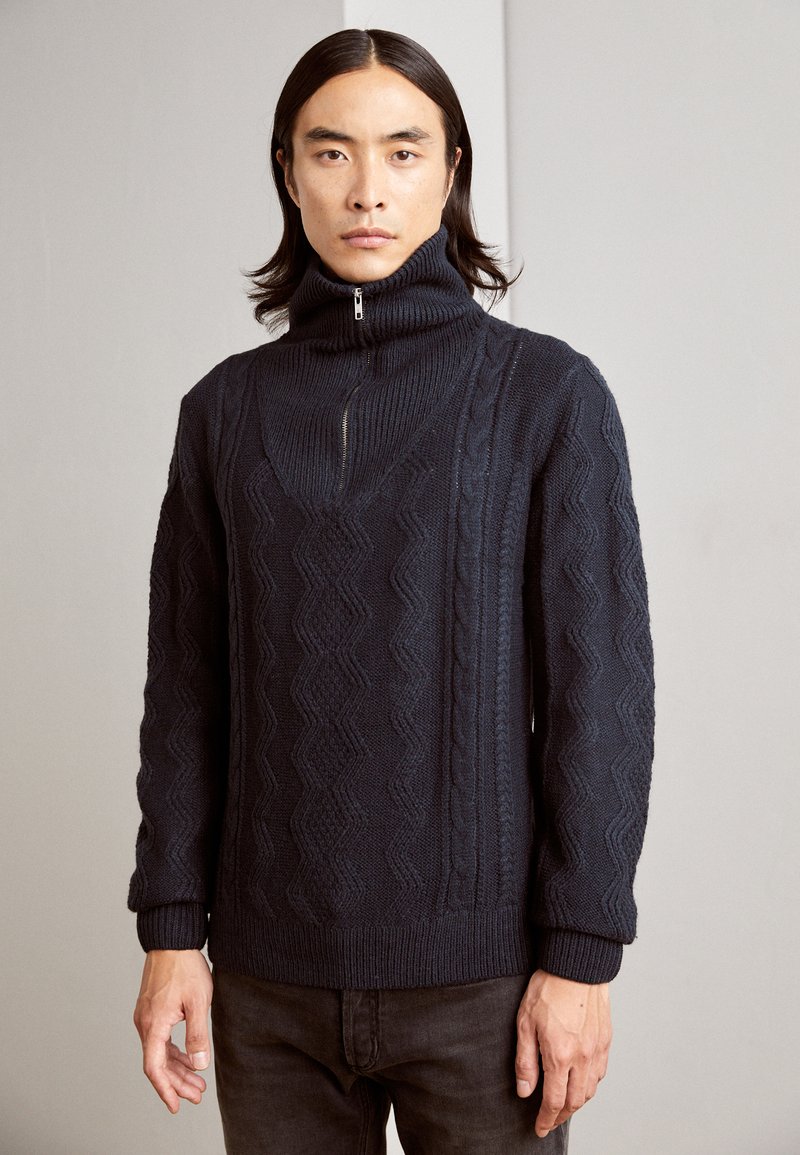 Lindbergh HALFZIP CABLE KNIT - Jumper - navy/dark blue - Zalando.co.uk